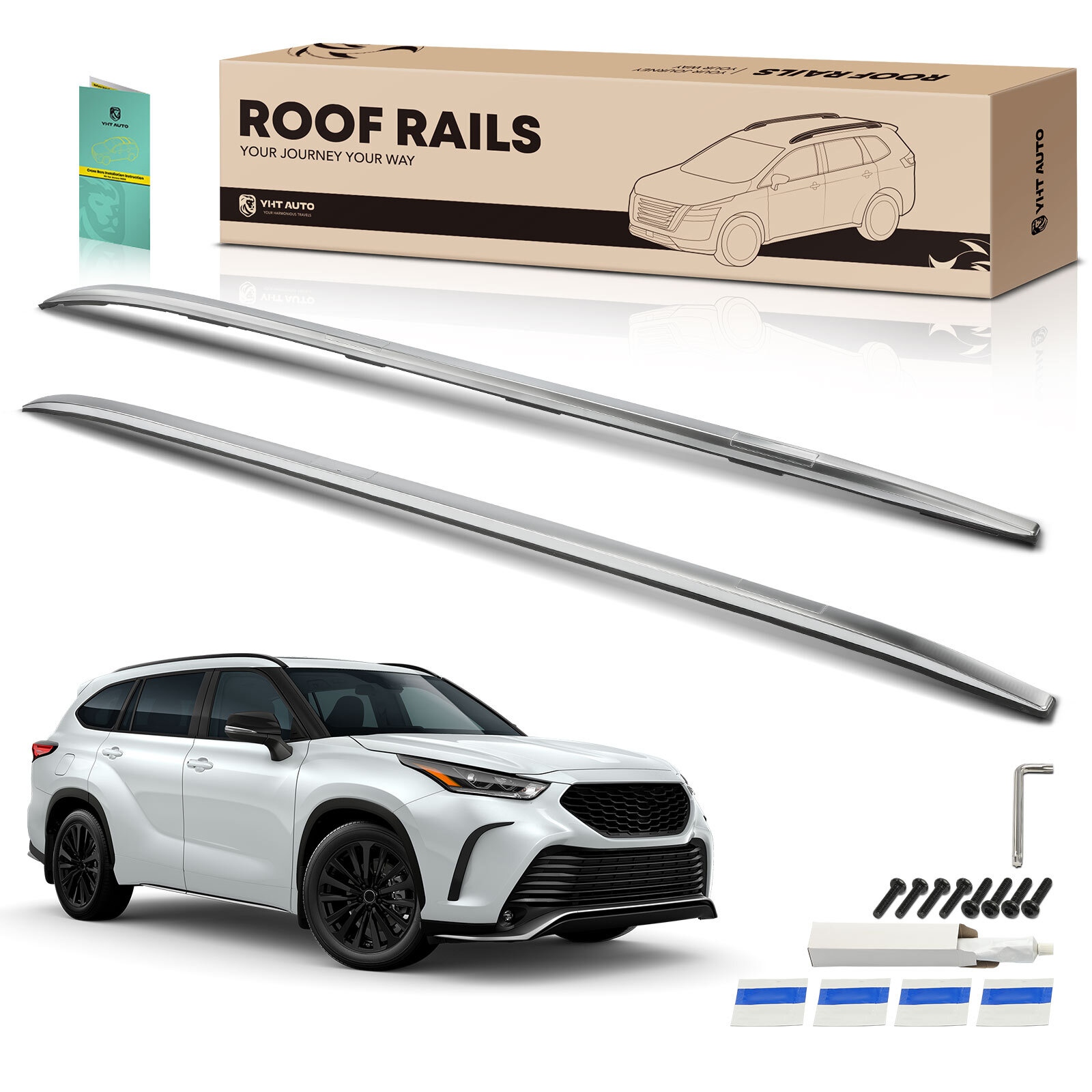 Black Aluminum Alloy Roof Rack Side Rails for Toyota Highlander 2020 ...