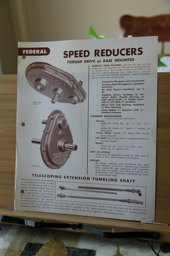 Brochure FEDERAL Speed Reducer Tumbling shaft 1950's Hub City? Aberdeen ...
