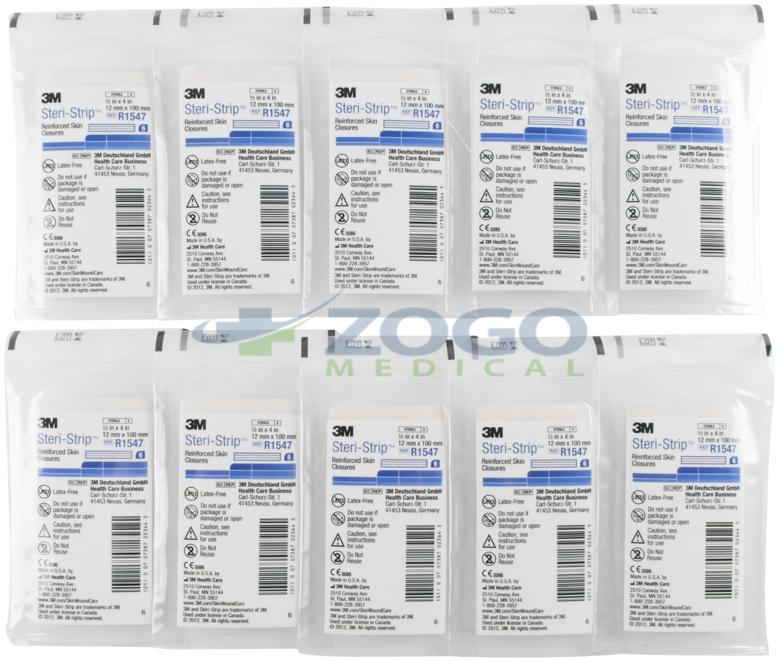 3M R1547 Steri-Strip Adhesive Skin Closures (Reinforced) 1/2" x 4" Box ...