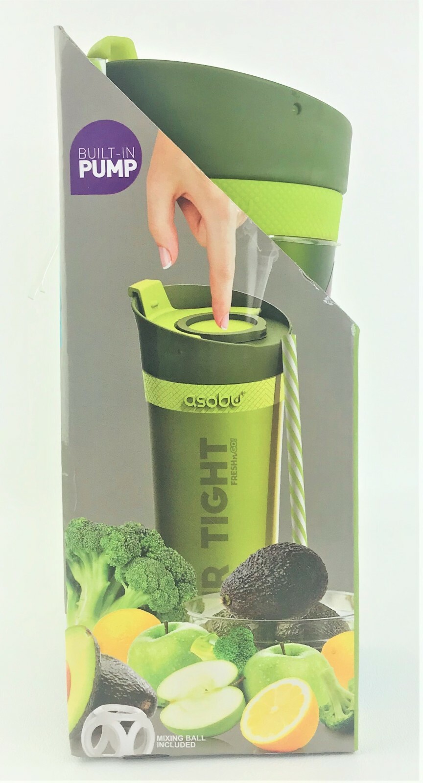 Asobu Fresh n' Go Smoothie Juice Tumbler Built-in Air Pump Work Out ...