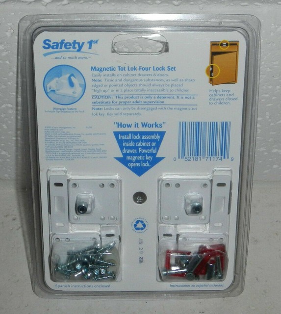 Safety 1st Magnetic Tot Lok Four Lock Set 71174 6mos and up 4 Locks for ...