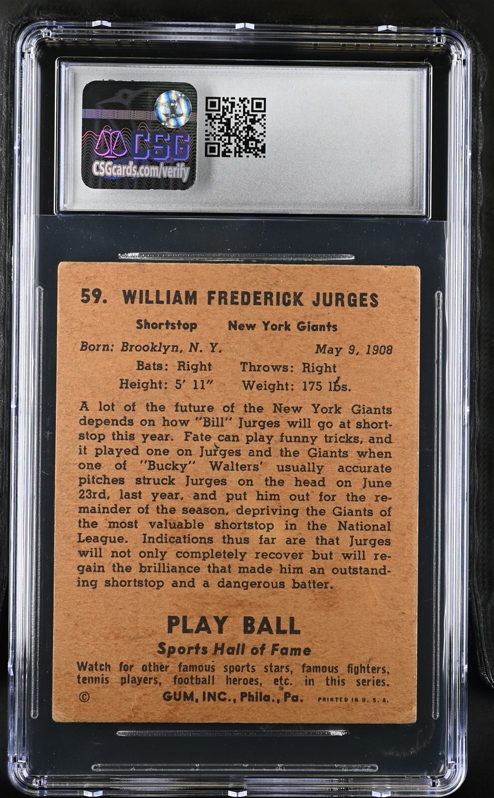 1941 Play Ball - Billy Jurges #59 for sale online | eBay