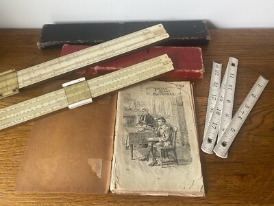 2 Antique Vintage SLIDE RULE UNIQUE LOG LOG SIMPLON REIZT & FOLDABLE ...