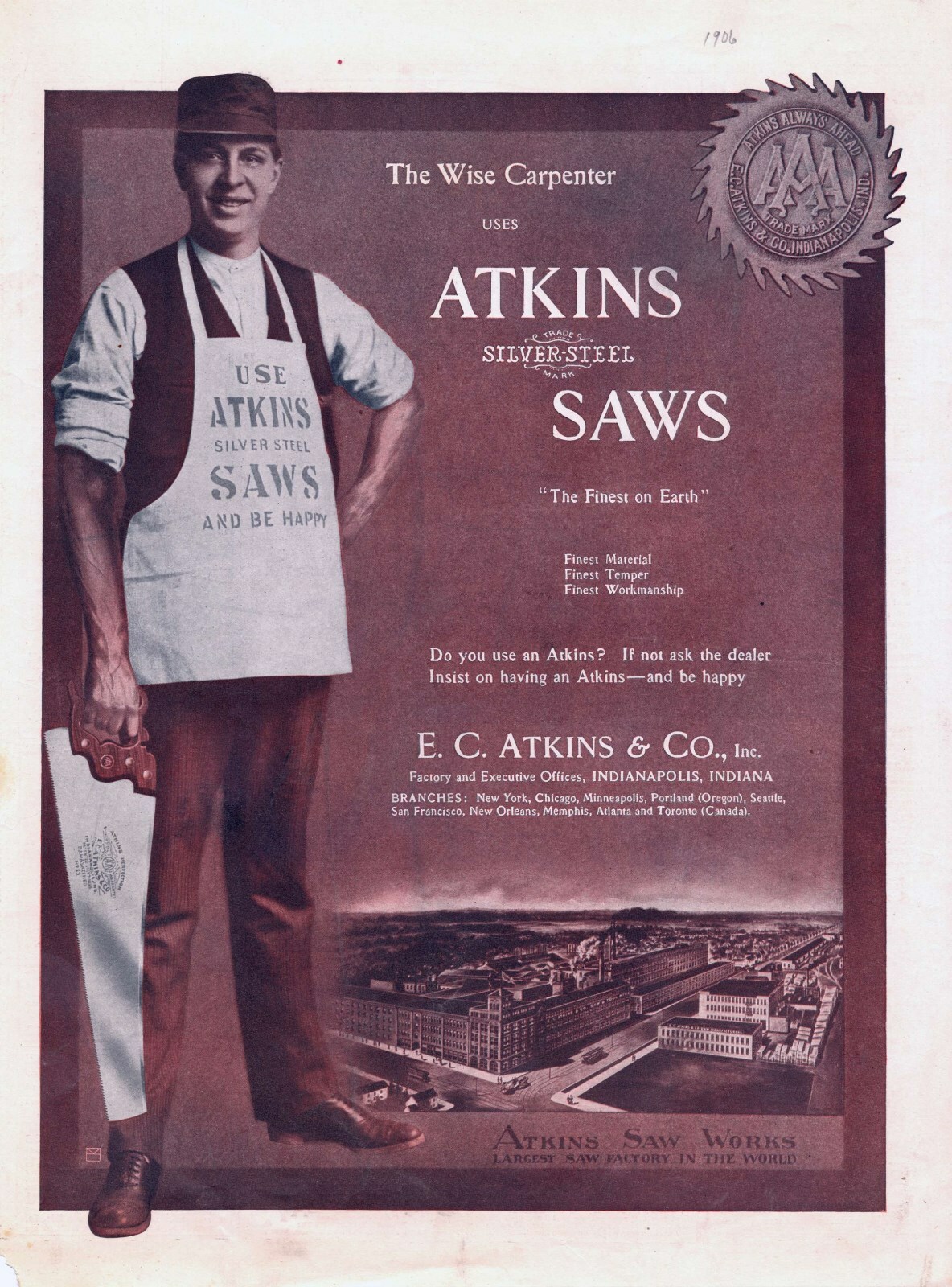 Atkins Silver Steel Saws - E. C. Atkins & Co. - Indianapolis, Indiana ...