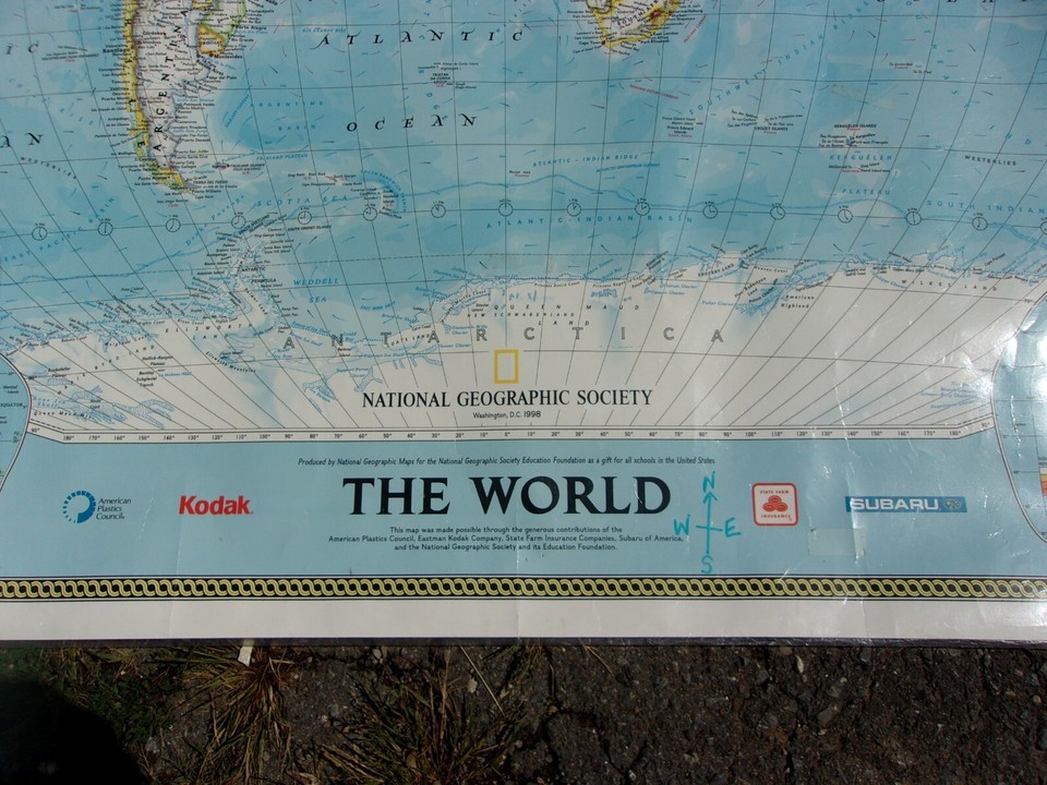 Vintage- Used- 2 sided World Map- National Geographic- Measures 89 x 98 ...
