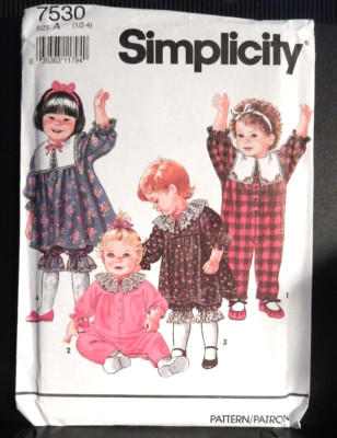 Simplicity 7530 toddler's pattern size 1/2-4 uncut | eBay