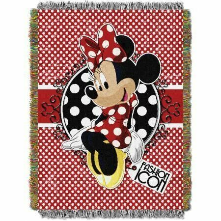 Disney's Minnie Bowtique "forever Minnie" Woven Tapestry Throw ...