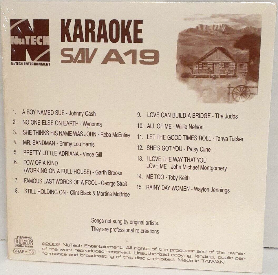 Country Music Karaoke CD 19 songs SAV A19 NuTech Entertainment Prof ...