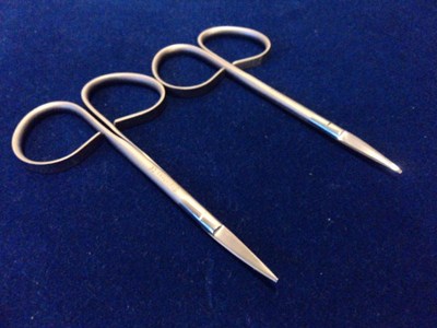 2 O.R GRADE RIBBON HANDLE IRIS MICRO SURGERY SCISSORS 4" STRAIGHT ...