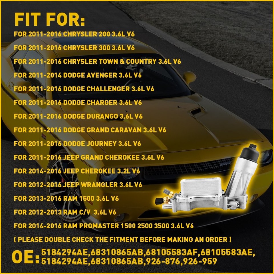 Aluminum Engine Oil Filter Housing For Fit Dodge Chrysler 2011-2016 Fit ...