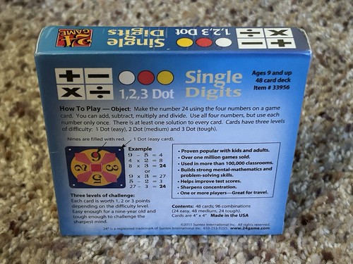 NEW 24 Game Single Digits Math Game Add Subtract Multiply Divide ...
