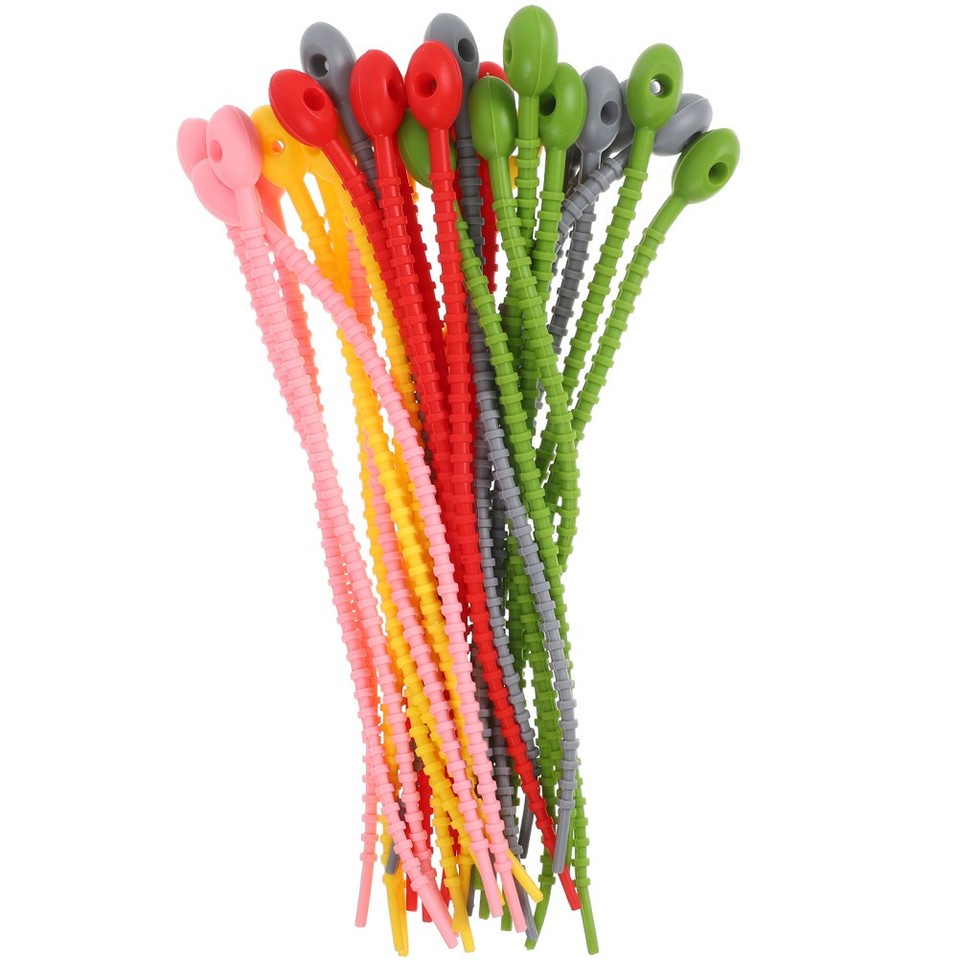 30pcs Silicone Zip Tie Food Bags Tie Wraps Colorful Silicone Ties ...