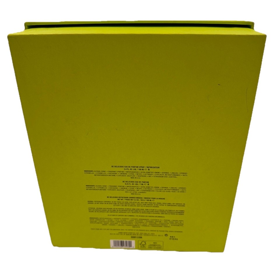 DKNY Be Delicious Women 3.4oz EDP Spray+0.24oz EDP+3.3oz Shower Mousse ...