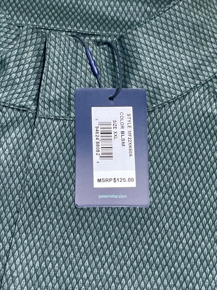 *NWT* PETER MILLAR Crown Crafted Stealth Diamond 1/4 Zip Balsam Green ...