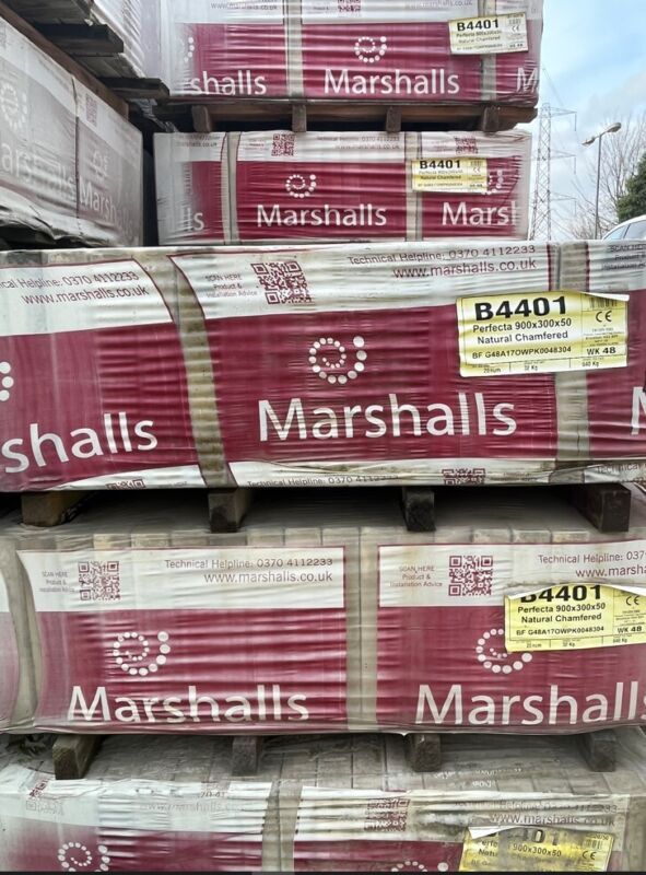 CONCRETE PAVING SLABS MARSHALLS PERFECTA 900x300x50 NATURAL CHAMFERED ...