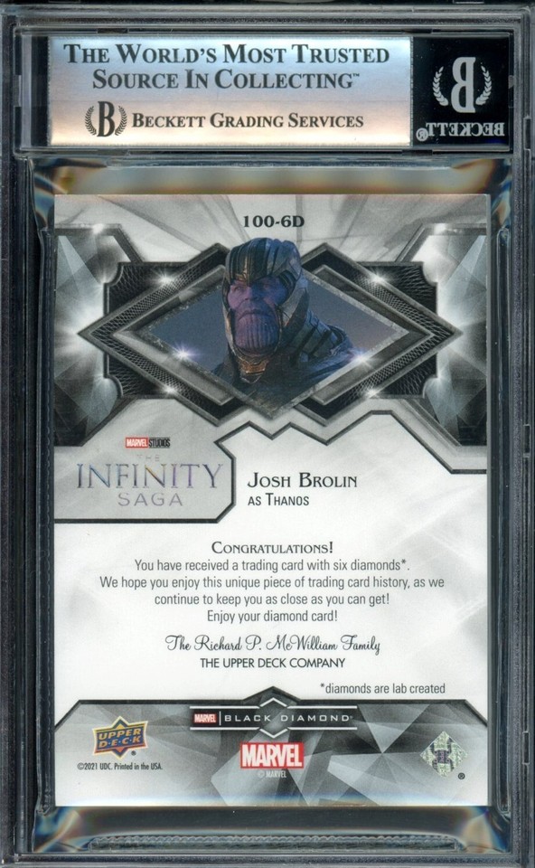 #1/23 POP1 BGS 9 2021 Marvel Black Diamond Brolin Thanos #100 Infinity ...