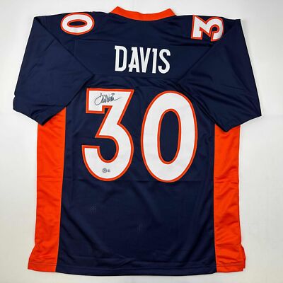 Autographed/Signed Terrell Davis Denver Blue Football Jersey Beckett ...