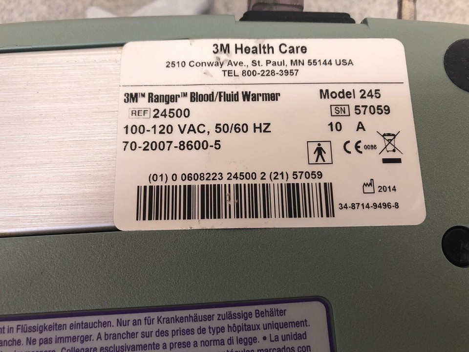 3M Bair Hugger Ranger 245 Blood and Fluid Warmer | eBay