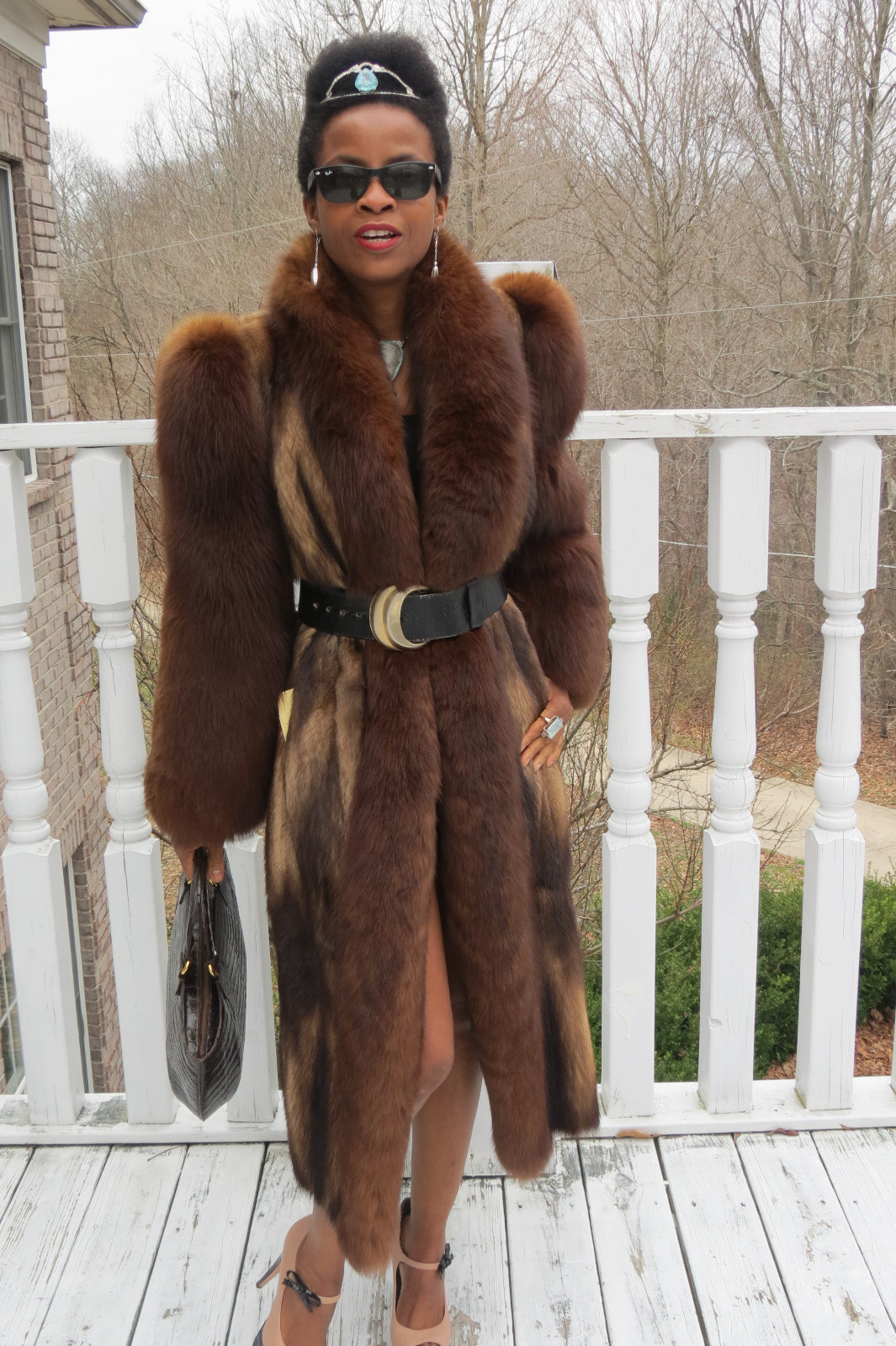 Designer unique full length German Sable Fitch fur & Fox Fur coat ...