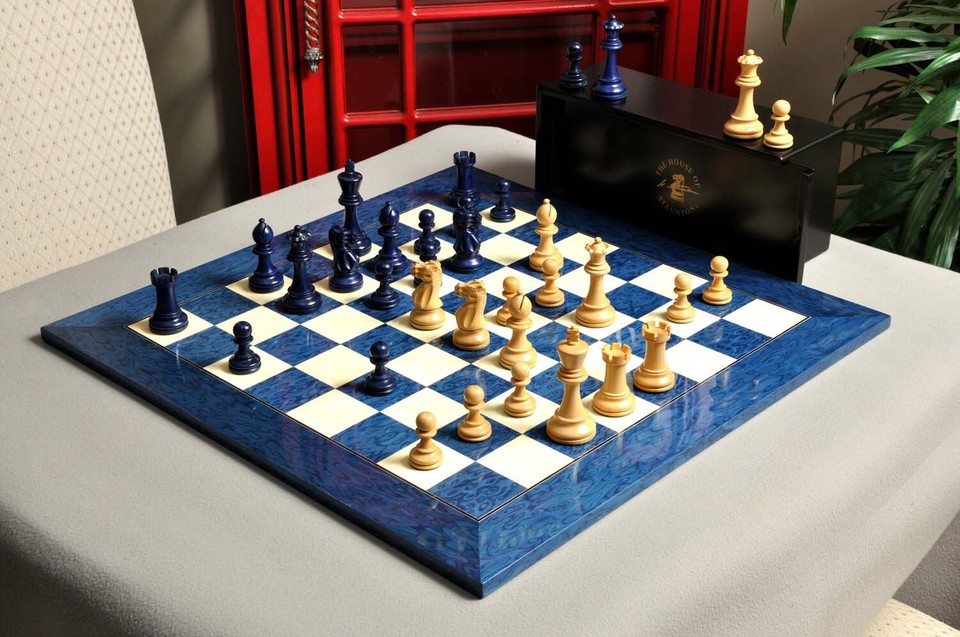 The Grandmaster Chess Set, Box, & Board Combination - 4" King - Blue ...