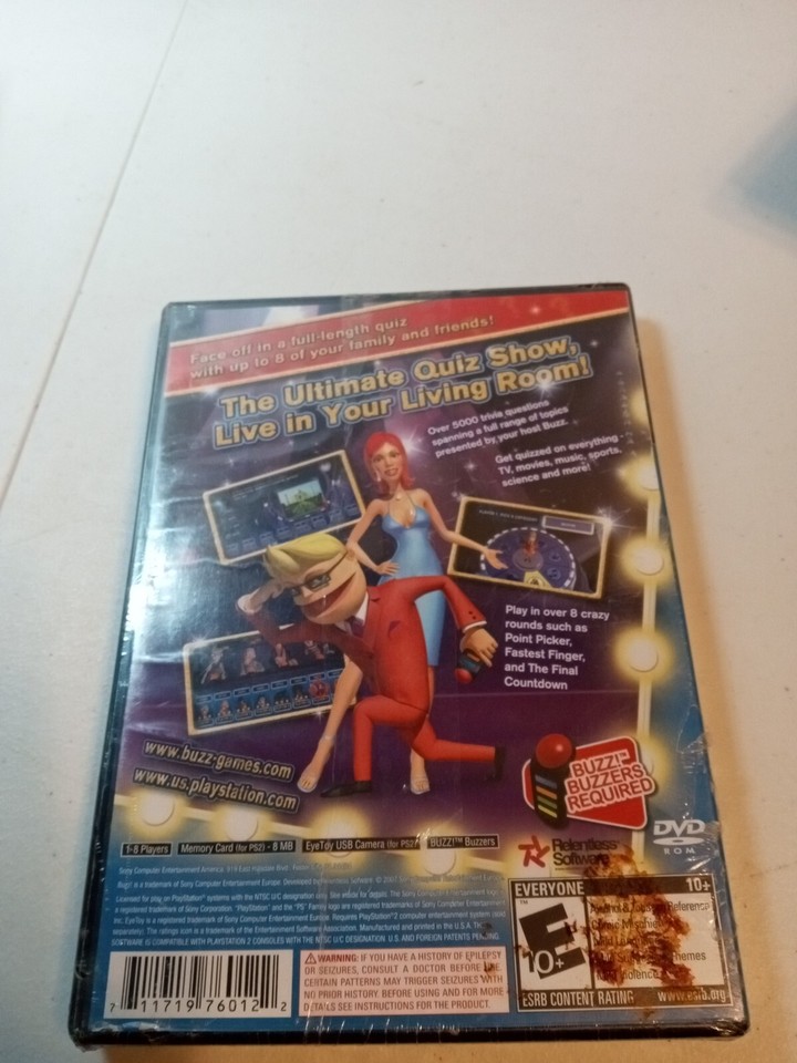 Buzz The Mega Quiz PS2 Playstation 2 Video Game New Sealed 711719760122 ...