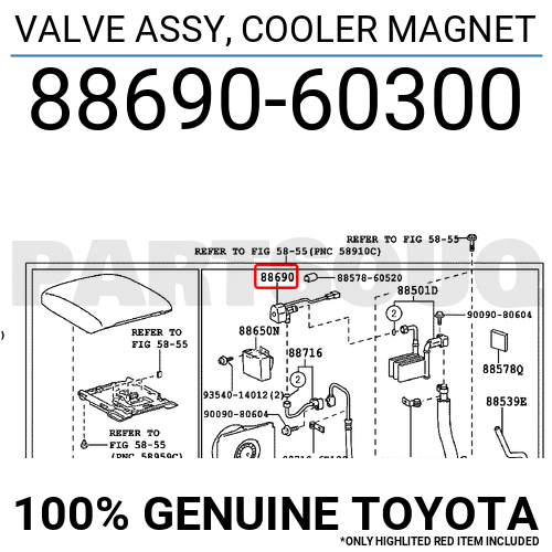 8869060300 Genuine Toyota VALVE ASSY, COOLER MAGNET 88690-60300 | eBay