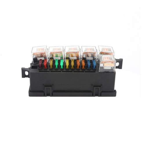 11-way Car 12V Vehicles Tractor Fuse Box 11PCS Blade Fuse & 6x Relay w ...