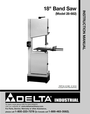 Delta 28-682 18" Band Saw Instructions Manual | eBay