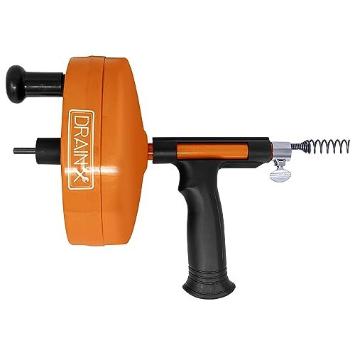 Power 25-FT Steel Drum Auger Plumbing Snake with Drill Attachment ...