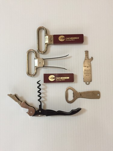Lot of 5 - Bottle Openers Cork Puller Corkscrew E.B. Italy Metal ...