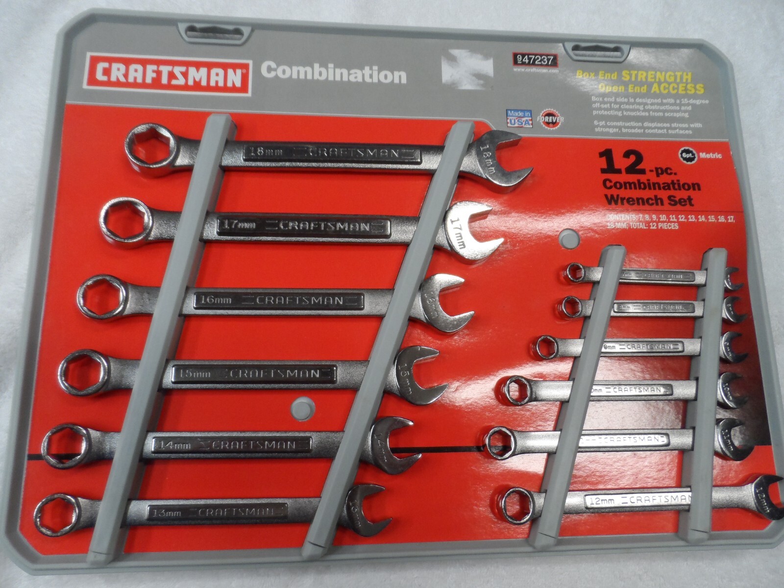 Craftsman USA 12 PC Combination Wrench Set Metric 6 Point 47237 7-18mm ...