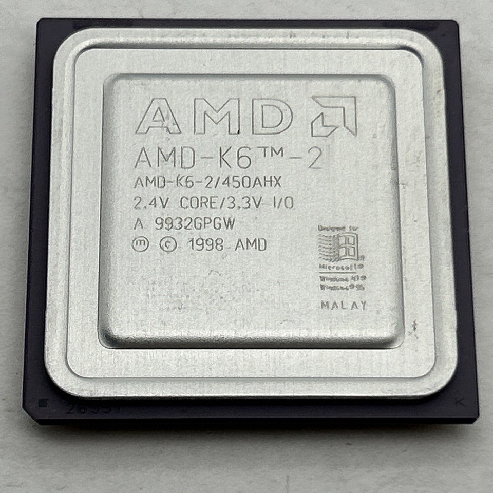 Rare AMD K6-2 450 AHX 450MHz 2.4v core 3.3V Socket 7 CPU 1998 Vintage ...