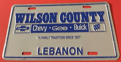 Wilson County Chevy Buick Geo Booster License Plate Lebanon Tennessee ...