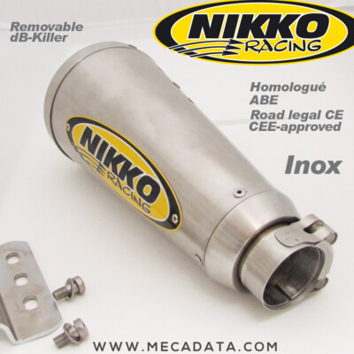 Silencieux échappement homologué e4 moto Nikko Racing Universel ...