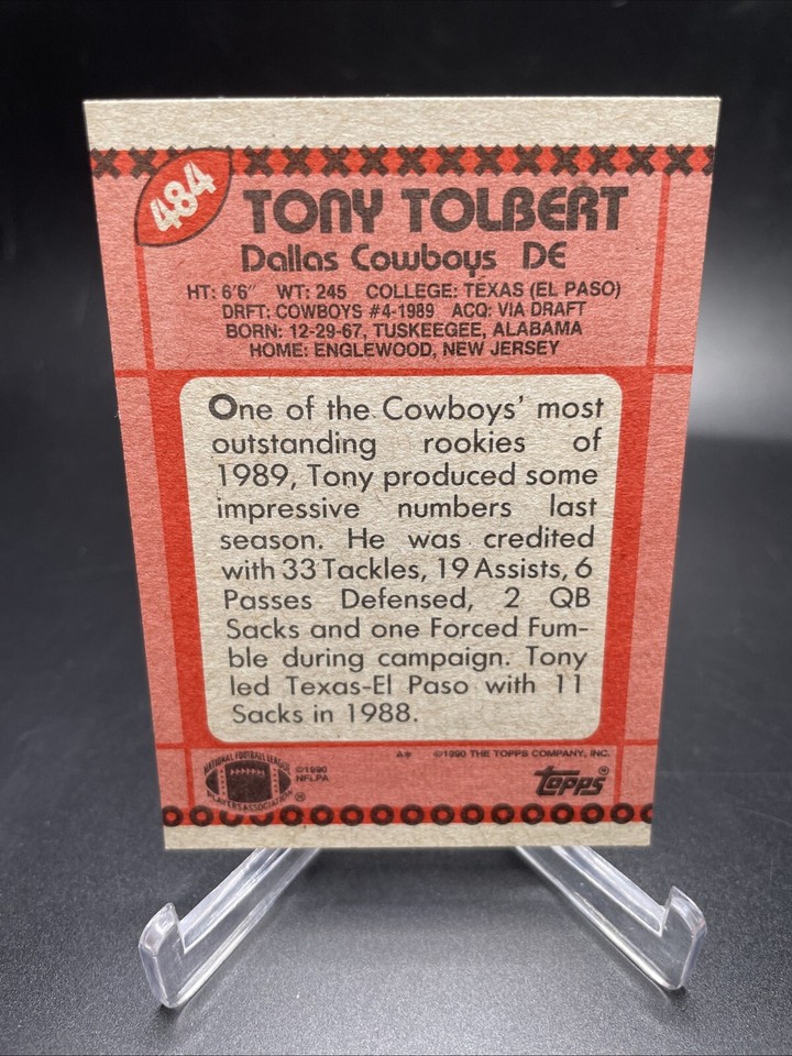 1990 Topps #484 Tony Tolbert Dallas Cowboys B7148 | eBay