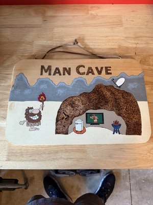 EarthTree LLC Hand Painted Wooden “Man Cave” Sign 2014 – Rustic Caveman ...