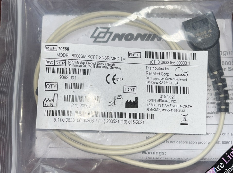 Nonin Medical Model 8000SM Soft SNSR Med 1M - Brand New | eBay