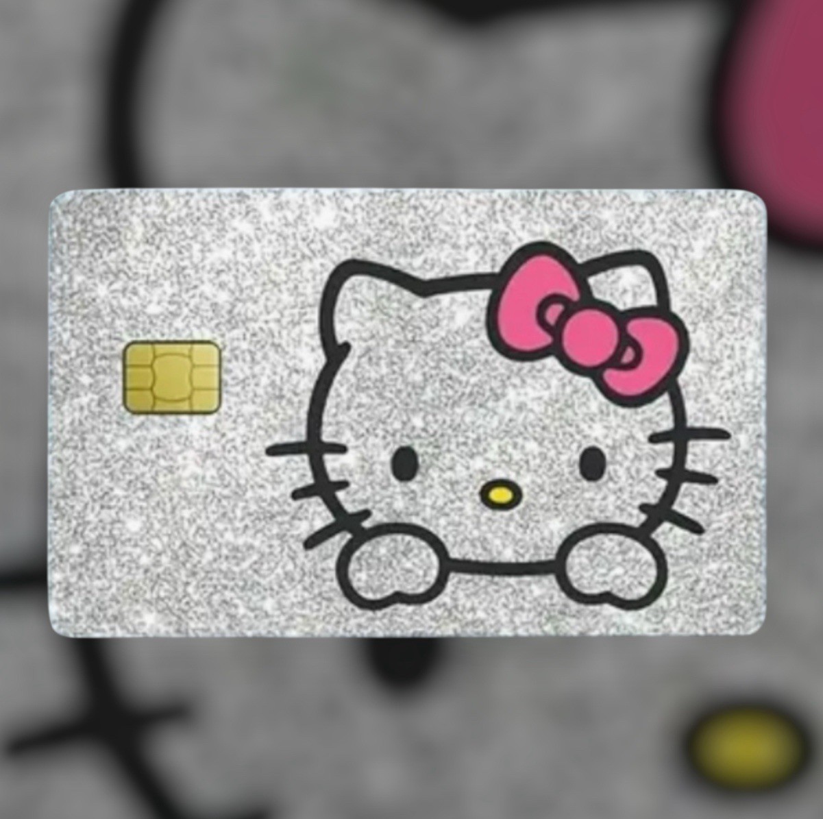 SILVER Sparkle Glitter Look Hello Kitty Credit Debit Bank Card Skin ...