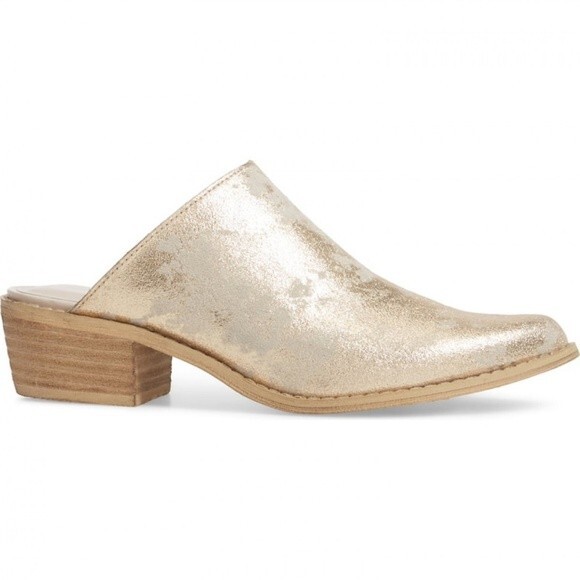 Very Volatile Moonstruck Gold Metallic Leather Slide Mule, Size 8 | eBay