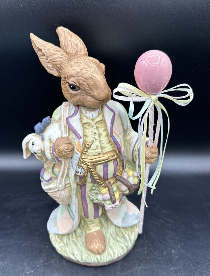 Spring Collection 9" Patchwork Bunny Rabbit with Music Box Easter 1992 ...