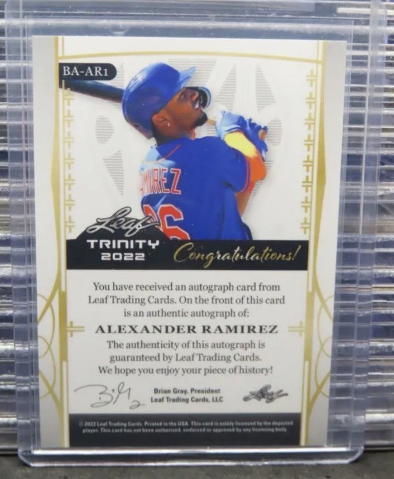 2022 Leaf Trinity Alexander Ramirez Red Foil Auto /3 Mets Angels Rookie ...