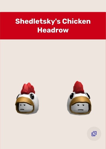 ROBLOX Shedletsky CHICKEN HEADROW Series 1 Code Only! Sent Through ...