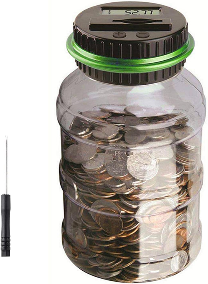 Digital Counting Money Jar, Digital Coin Counter with LCD Display Large ...