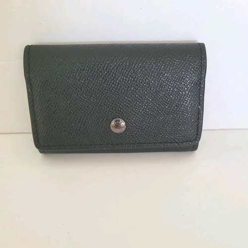 Coach Wallet Key Ring Case Trifold Holder Solid Black Geniue Crossgrain ...