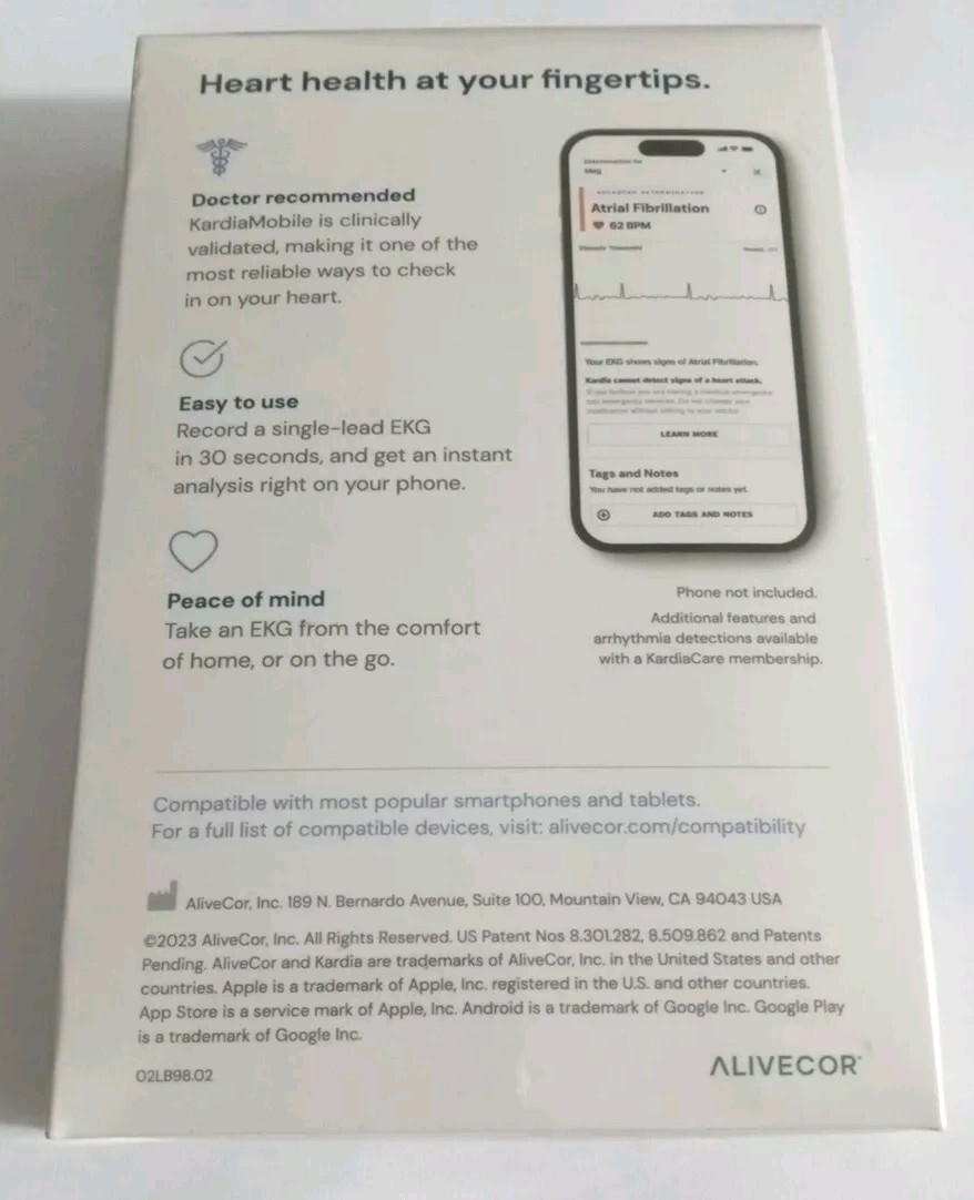 AliveCor KardiaMobile Personal EKG Monitor - AC-009-UA-C (Black) for ...