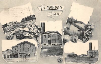 H32/ Fort Morgan Colorado Postcard 1909 5View City Hall Stores Street ...