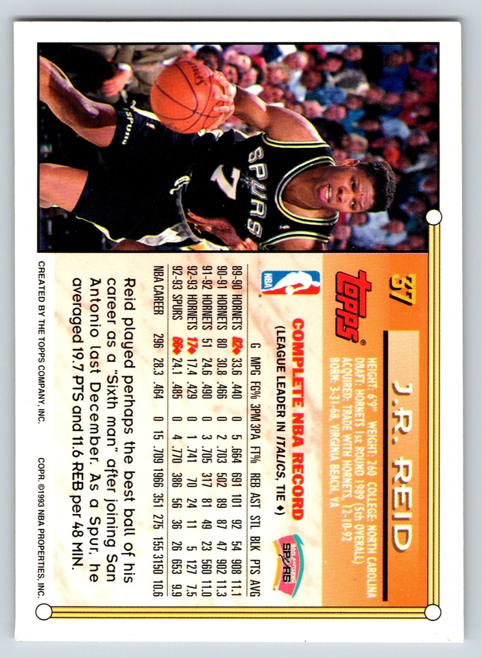 1993-94 Topps #37 J.R. Reid | eBay