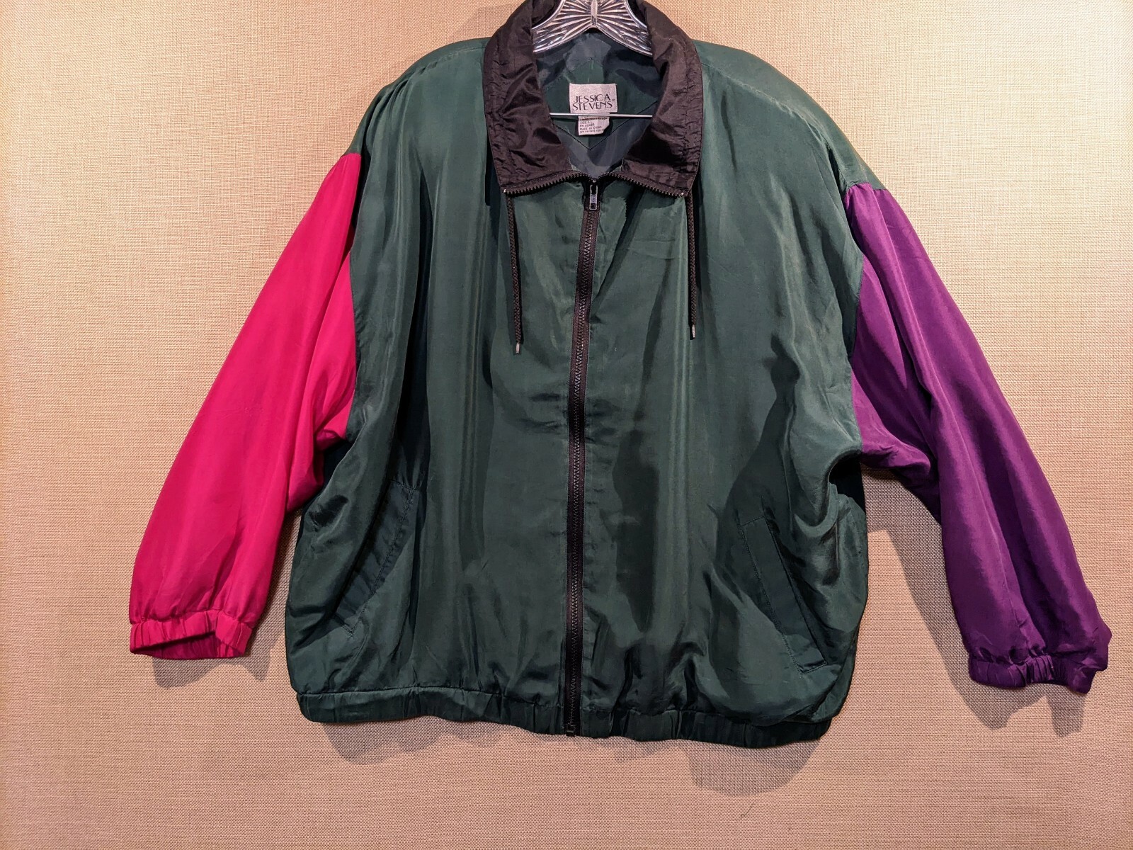 Vintage 80s 90s Retro Color Block Silk Bomber Women's M/ Jacket | eBay