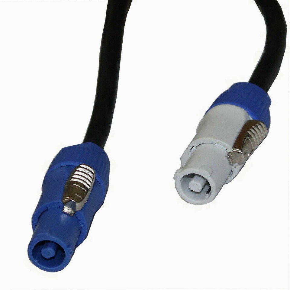 6 PowerCon Cables 3 ft Blue A to Gray B Connectors 14 AWG DJ Jumper ...