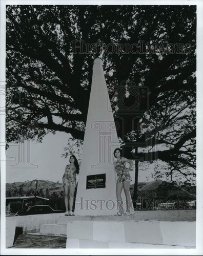 1973 Press Photo Magellan's monument udner a flame tree in Umatac ...